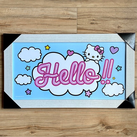 Sanrio | Accents | Sanrio Hello Kitty Hello Clouds Framed Wood Wall Art | Poshmark